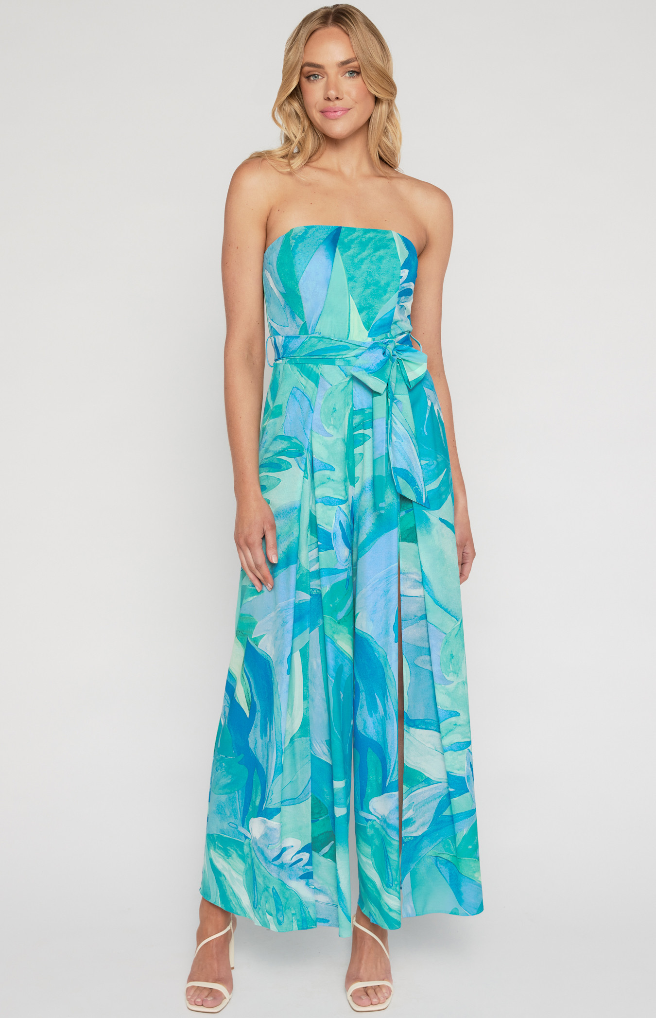 Abstract Print Split Leg Jumpsuit (SSJP7-32A) | Style State
