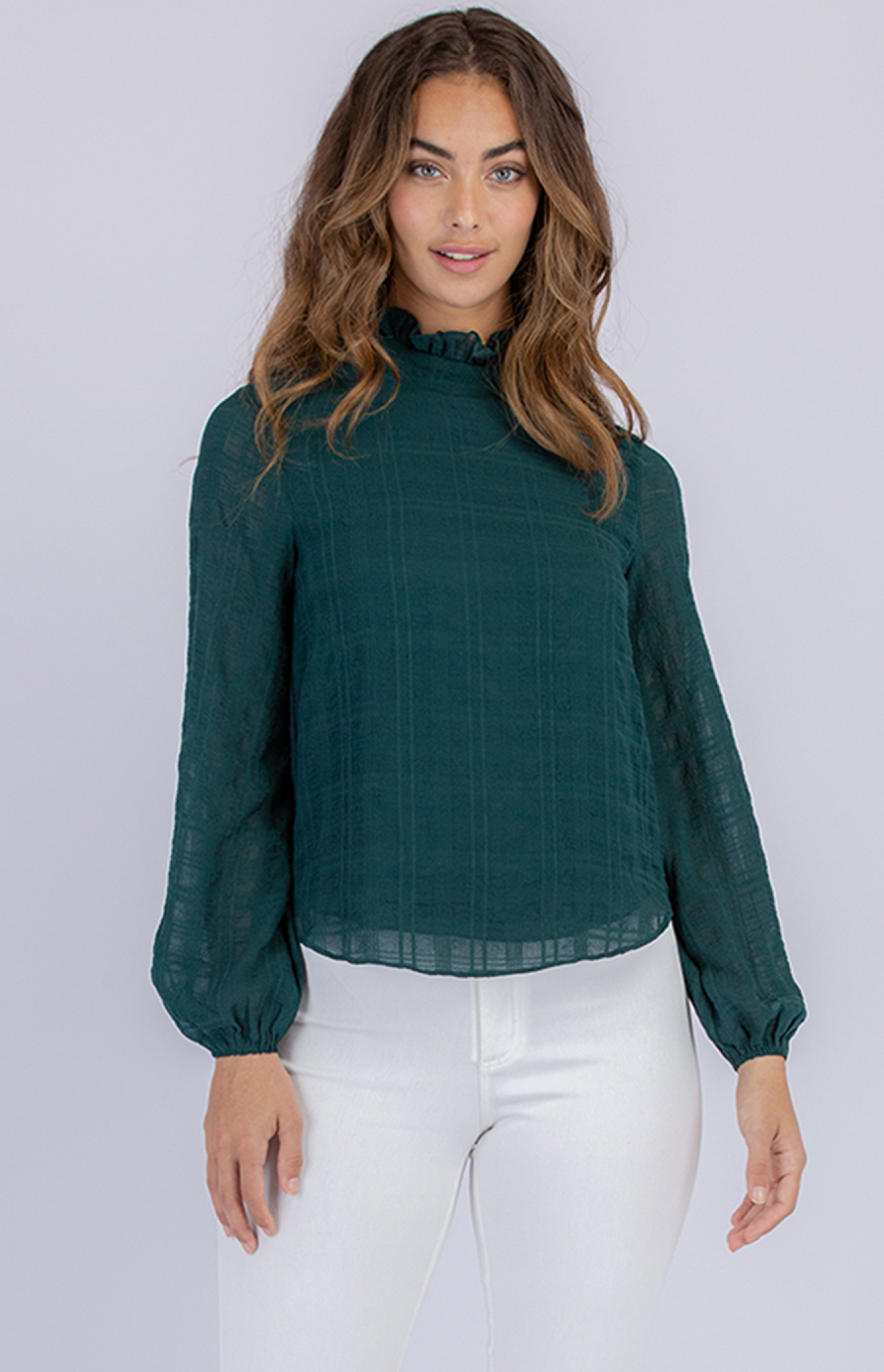 Textured Blouse with Round Hem (STO459B) | Style State